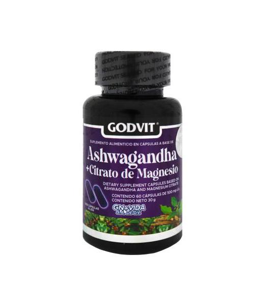 CAPS. ASHWAGANDHA + CITRATO DE MAGNESIO C 60 500MG GN+VIDA GODVIT