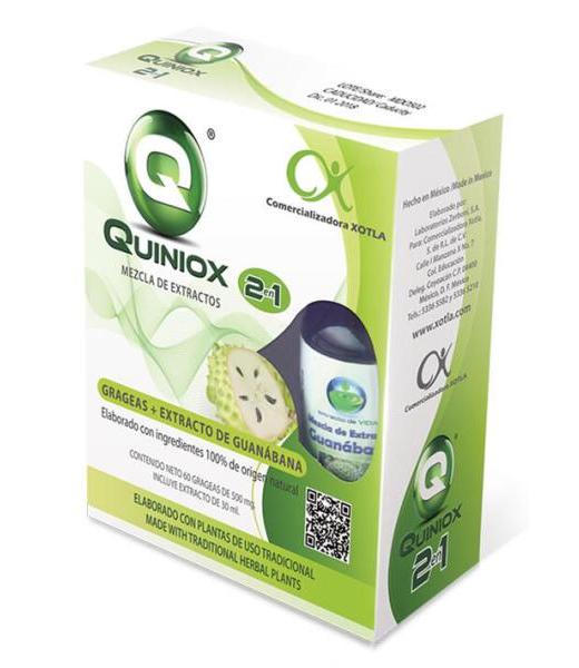 OFERTA QUINIOX 2 EN 1 FCO. C 60 GRAG.. Y EXT. DE GUANABANA 30ML XOTLA